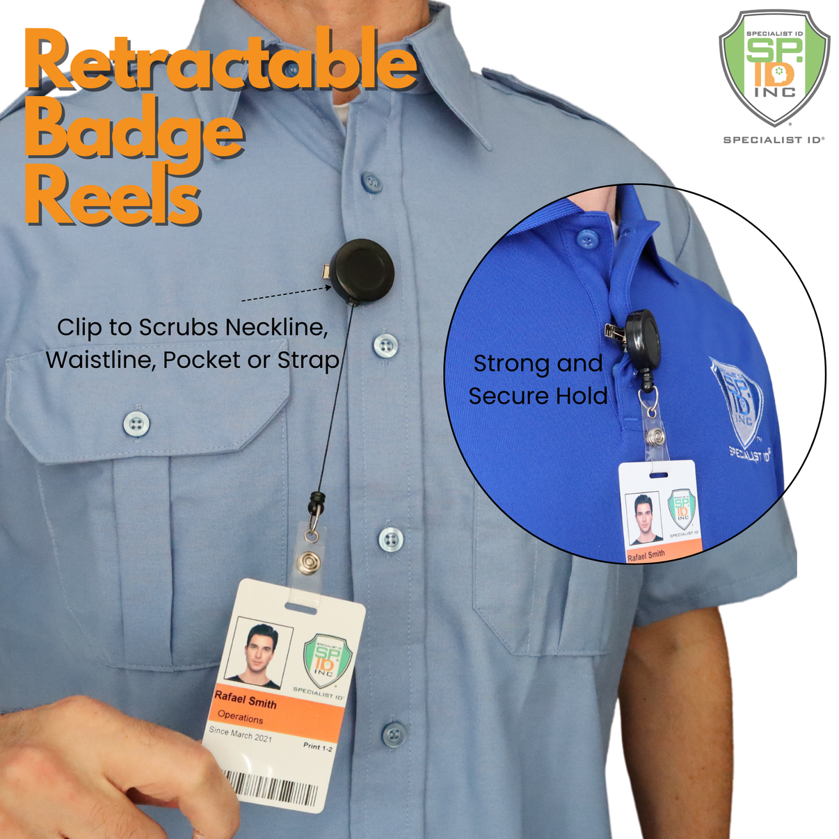 Solid Badge Reel with Swivel Spring Clip (2120-760X) – Black ...
