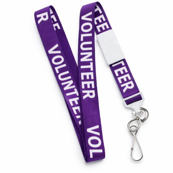 Purple "Volunteer" Imprinted Lanyard W/ Swivel Hook 2138-5230 and more ...