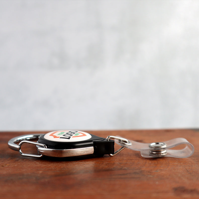 Custom Printed No Twist Carabiner Badge Reel - Upload Your Logo - Black ...