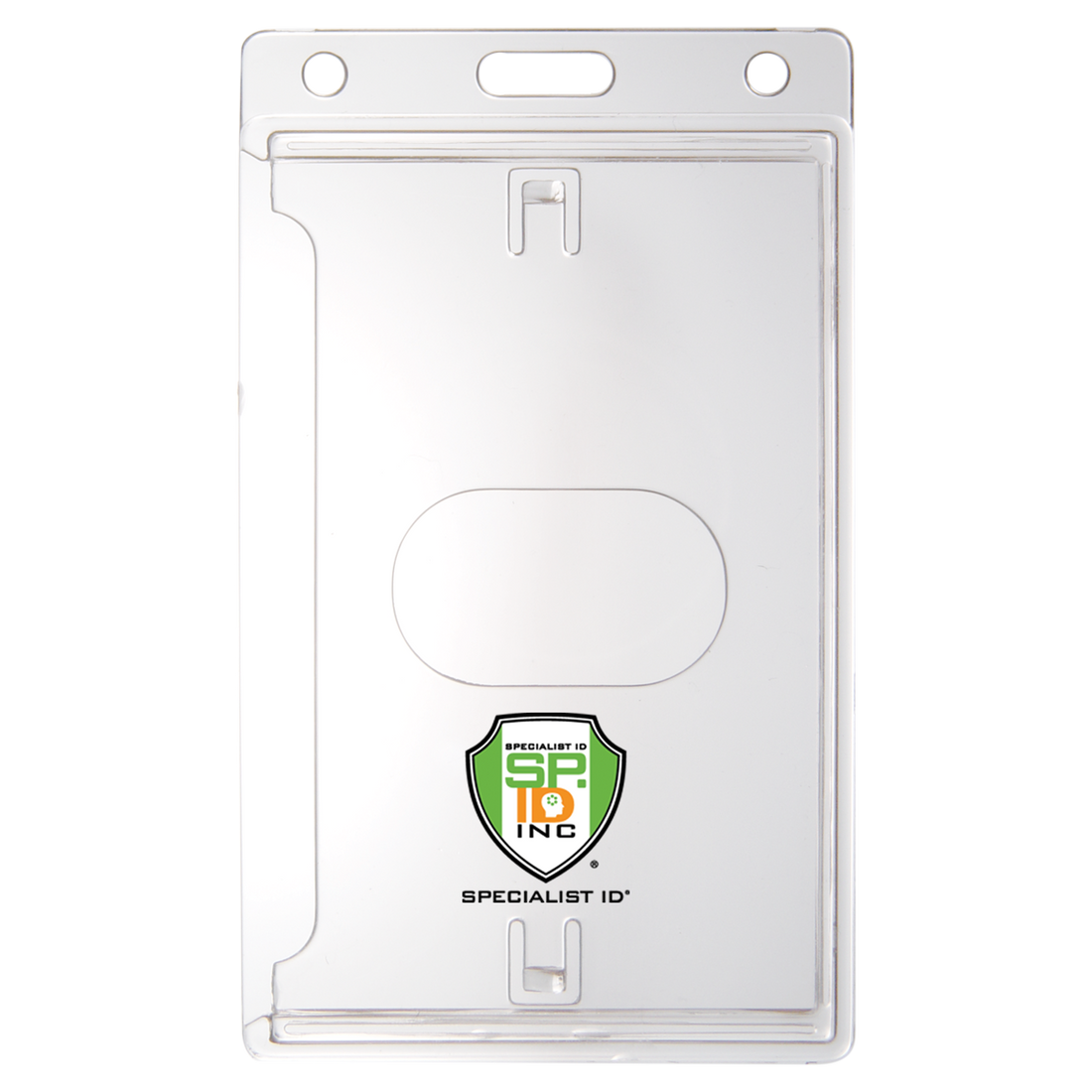Custom Crystal Clear Vertical Card Holder (726-CSN) | SpecialistID.com