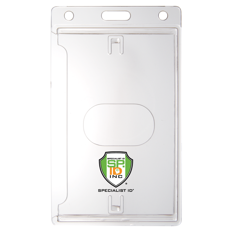 Custom Crystal Clear Vertical Card Holder (726-CSN) | SpecialistID.com