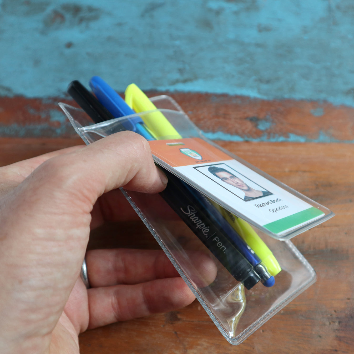 Vinyl Pocket Protector with ID Badge Window Horizontal Vertical (PPL63X ...