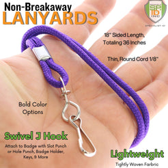 Black Round 1/8" (3 Mm) Standard Lanyard With Nickel Plated Steel ...