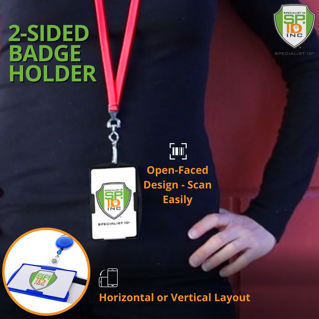 Rigid Open-Faced 2-Card Badge Holder | AH-150 – Black – SpecialistID.com