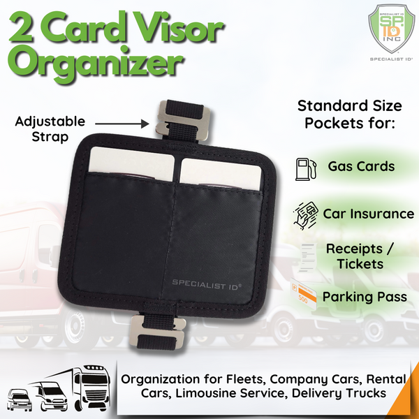 Fleet Vehicle Visor 2 Card Holder & Document Organizer for Fuel Cards ...
